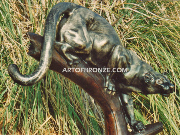 Panther - Wildcat on Branch Bronze Sculpture - Art of Bronze