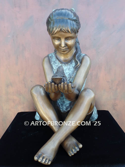 Special Friend - Girl Holding Bird Bronze Statue - Art of Bronze